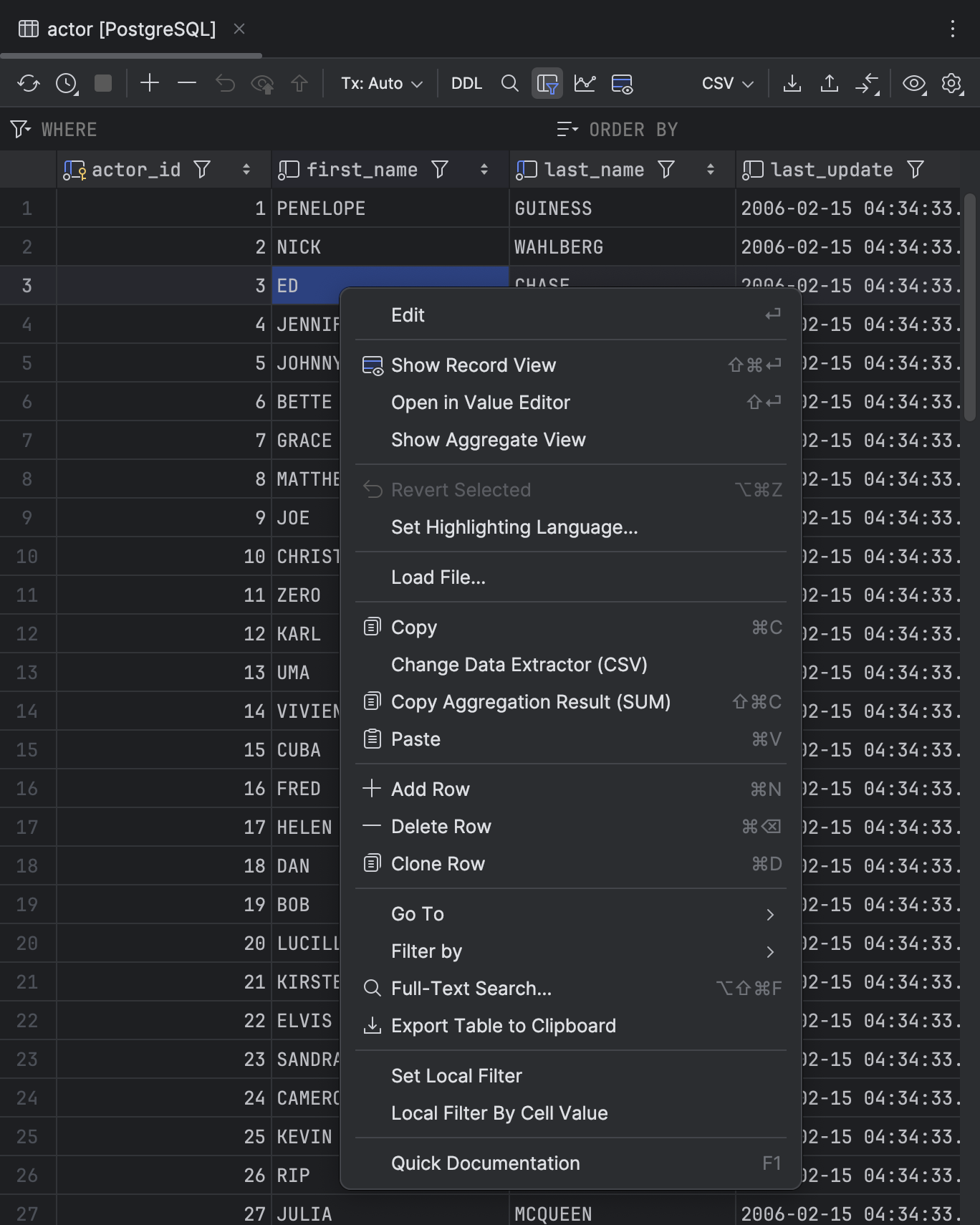 Data editor and viewer | DataGrip Documentation