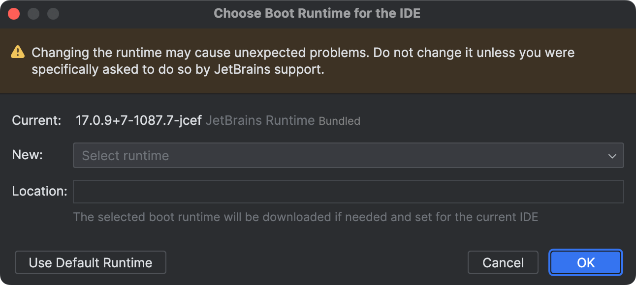 Change the boot Java runtime of the IDE | DataGrip Documentation