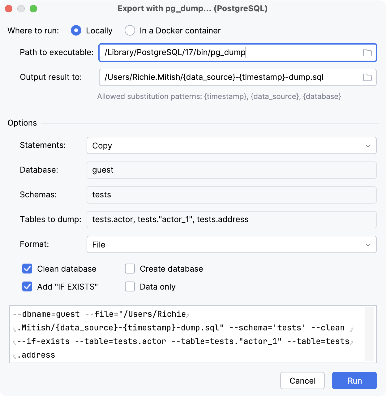 Export | DataGrip Documentation