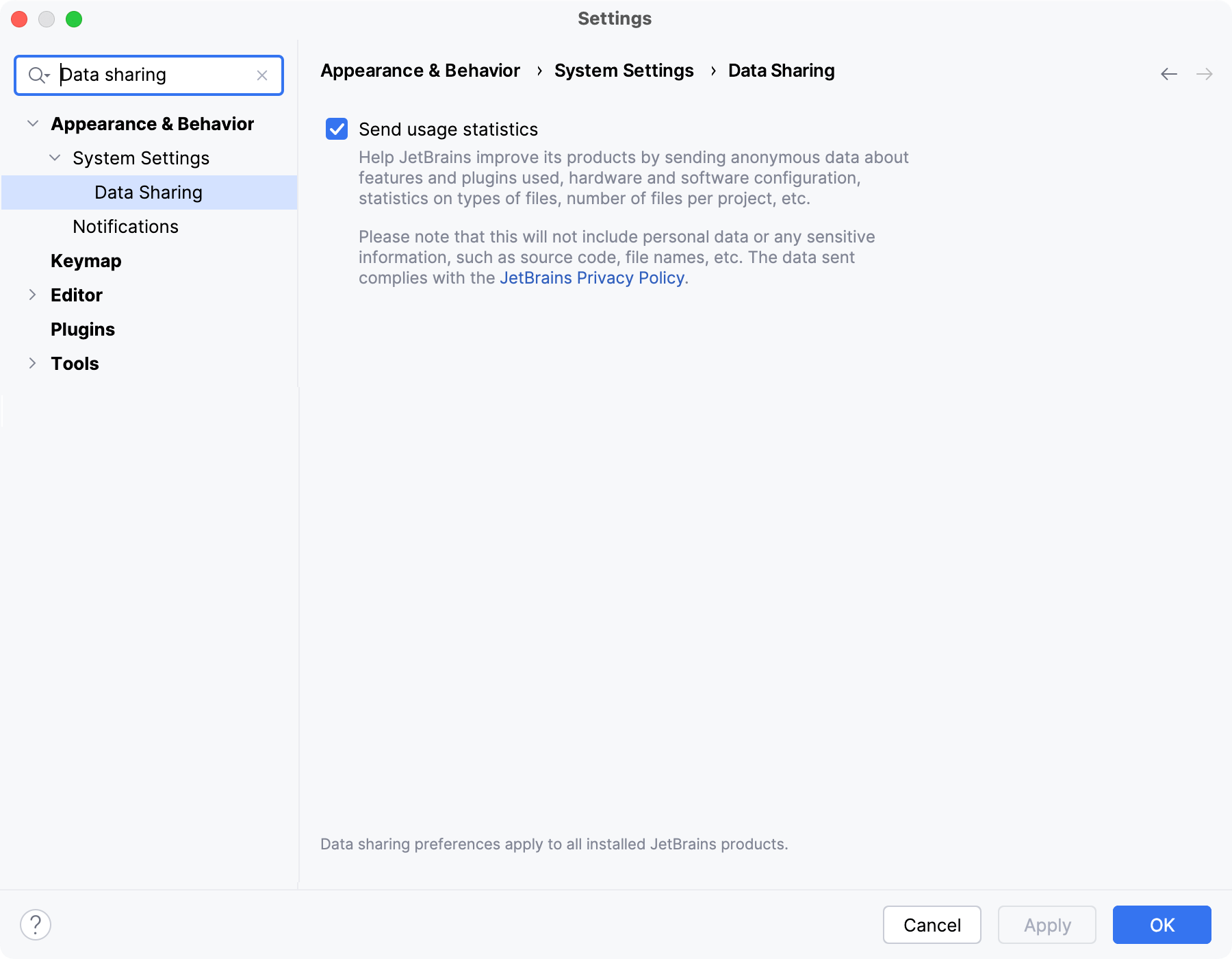 Data Sharing | IntelliJ IDEA Documentation