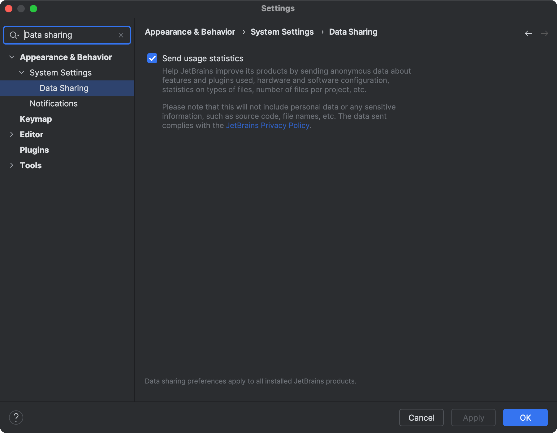 Data Sharing | IntelliJ IDEA Documentation