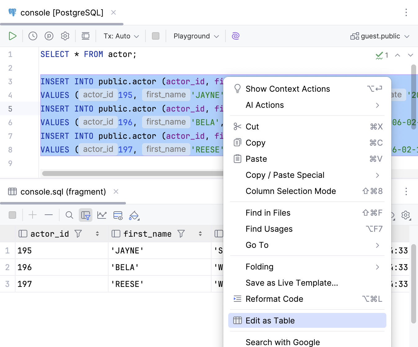 Query consoles | DataGrip Documentation