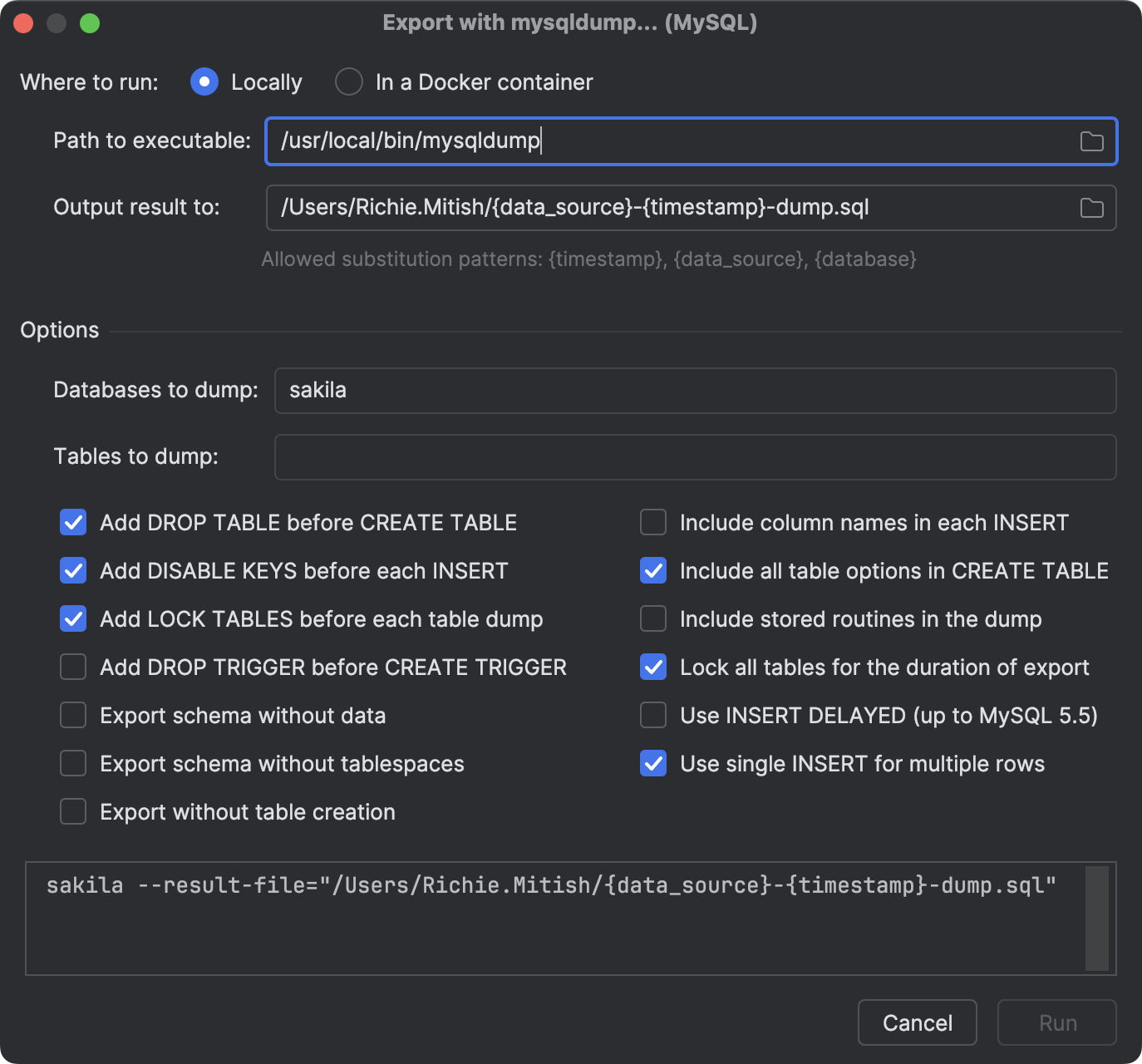 Export | DataGrip Documentation