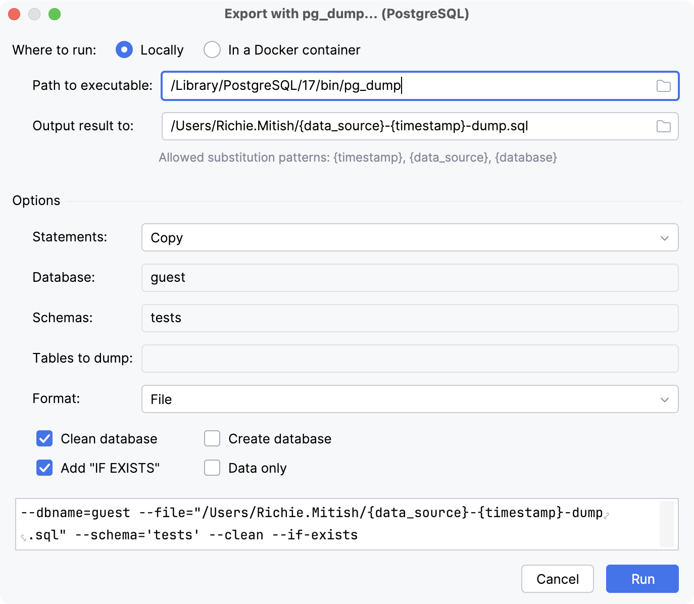 Export | DataGrip Documentation