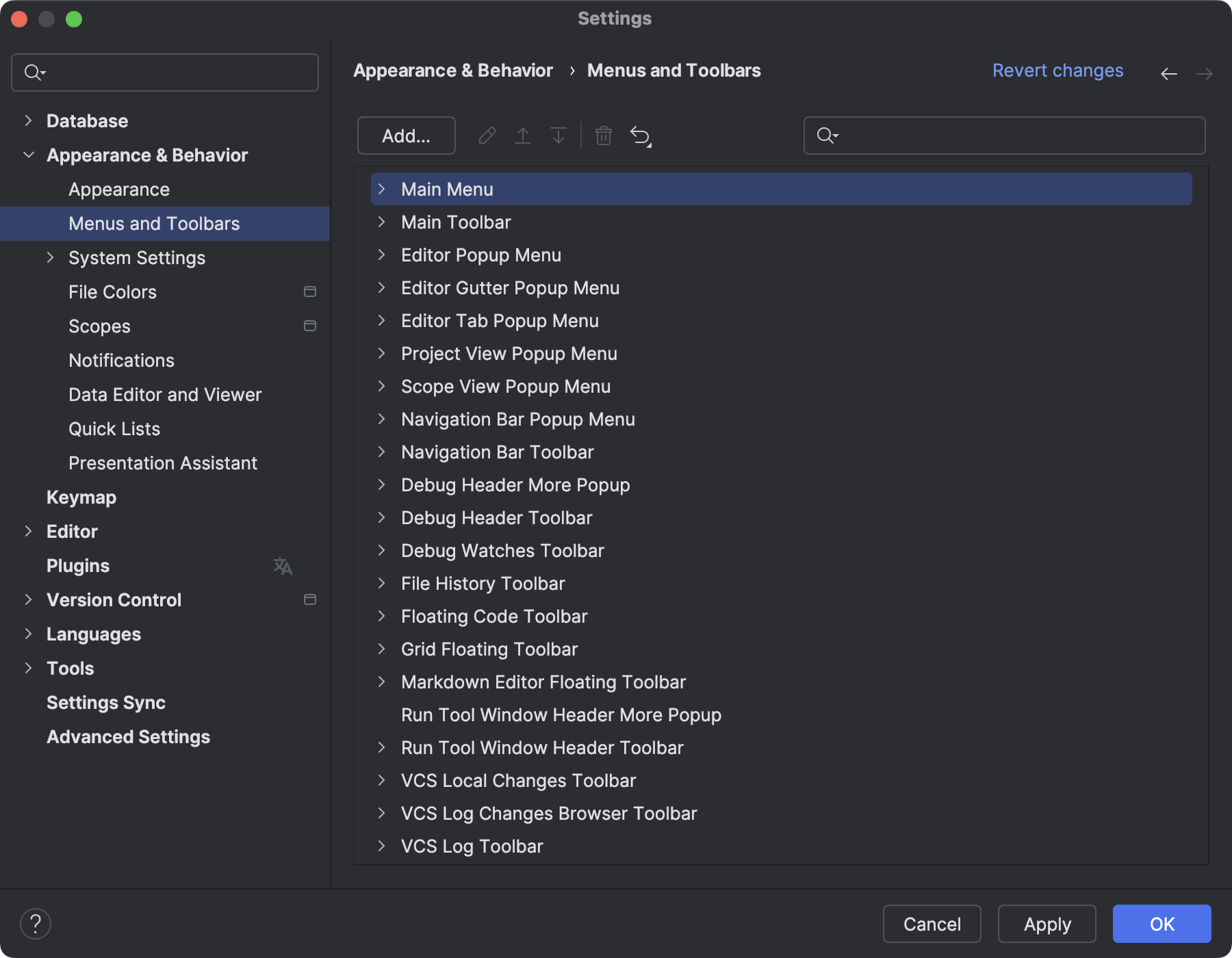 Menus and Toolbars | DataGrip Documentation