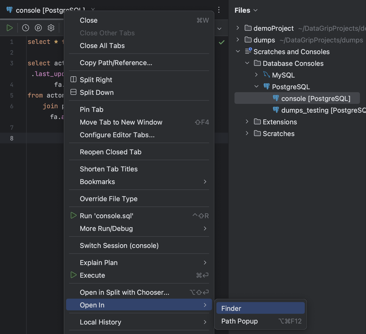 Query consoles | DataGrip Documentation