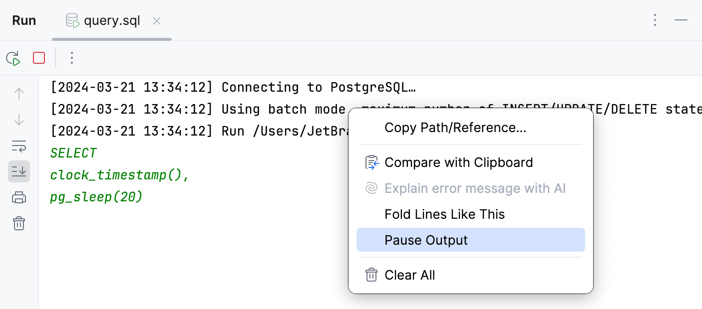 Run files | DataGrip Documentation