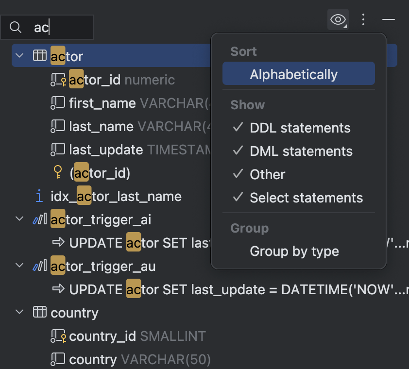 代码结构 | DataGrip 文档