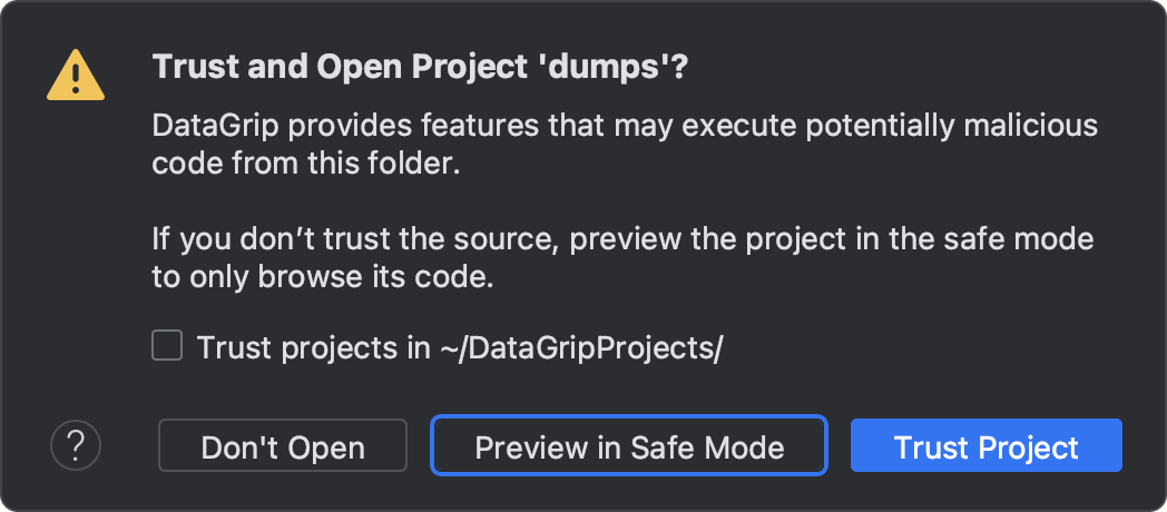 Project security | DataGrip Documentation