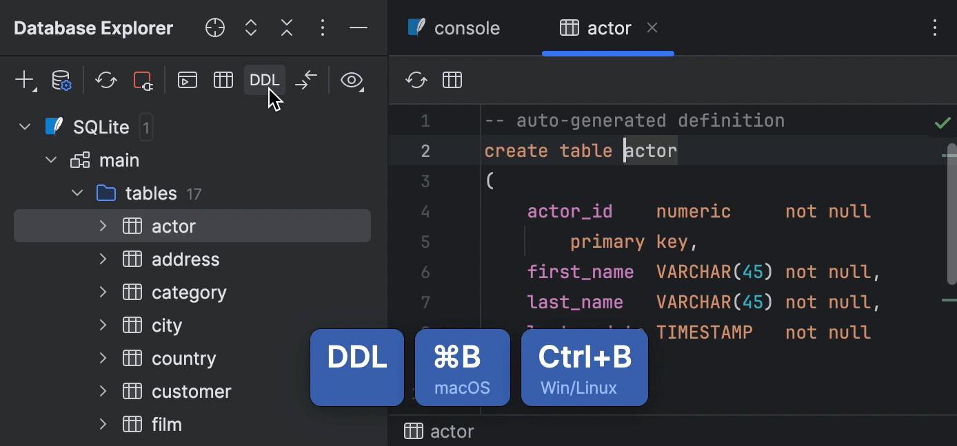 Working with DDL definitions | WebStorm Documentation
