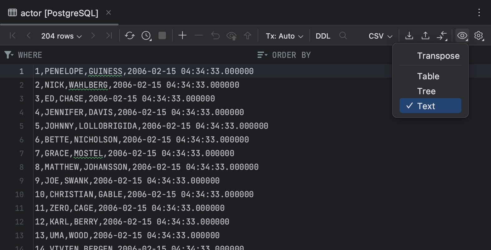 View data | DataGrip Documentation
