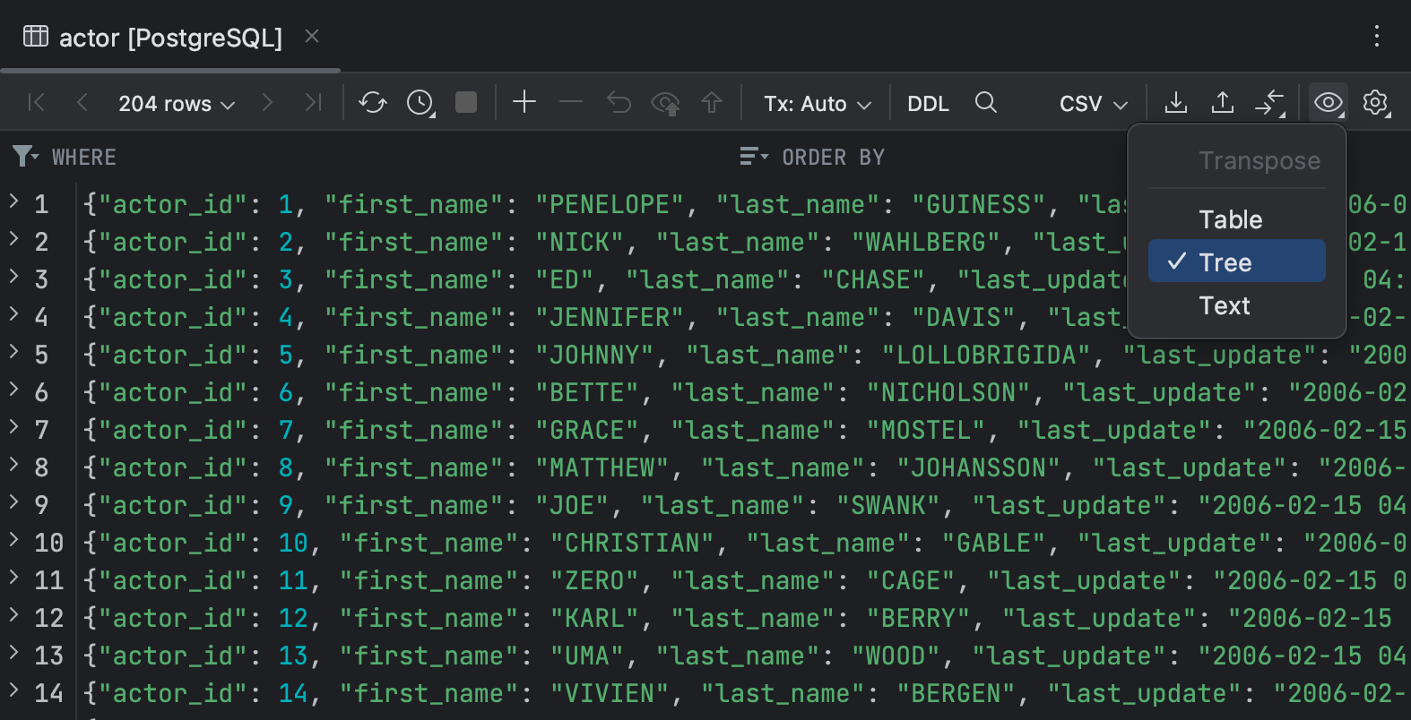 View data | DataGrip Documentation