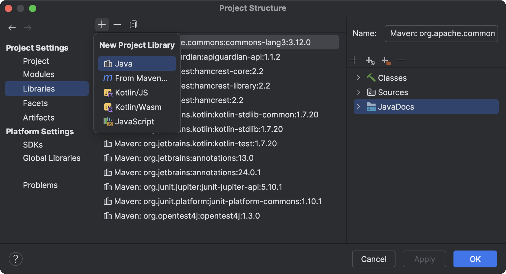 Libraries | IntelliJ IDEA Documentation