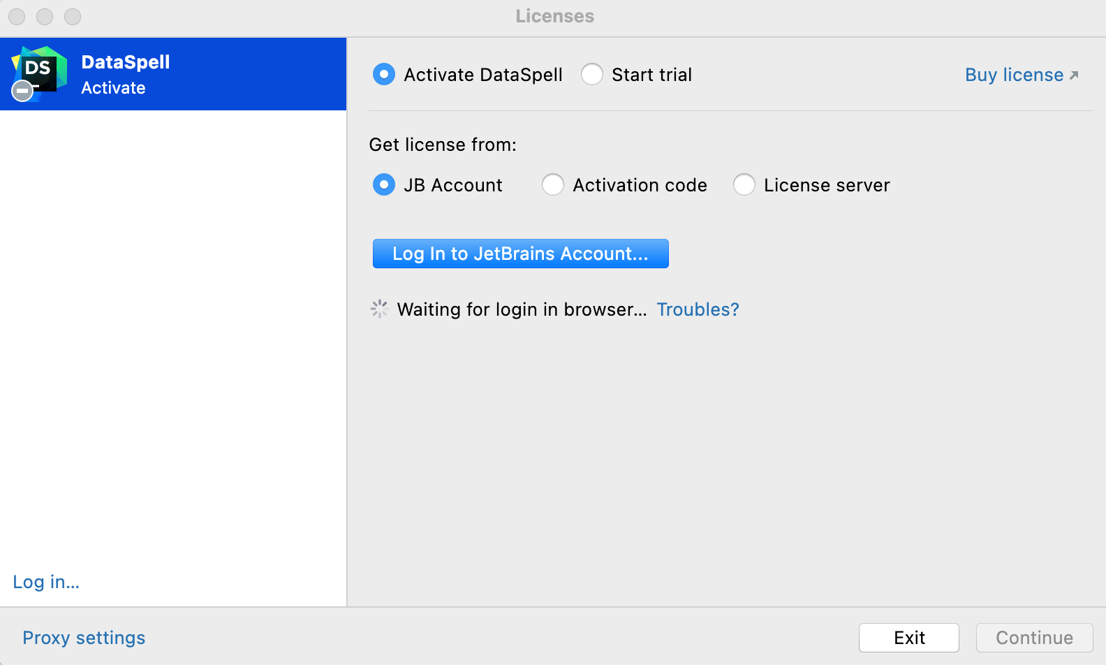 Register DataSpell | DataSpell Documentation