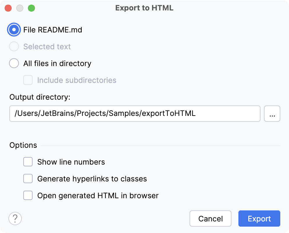 Export files to HTML | IntelliJ IDEA Documentation