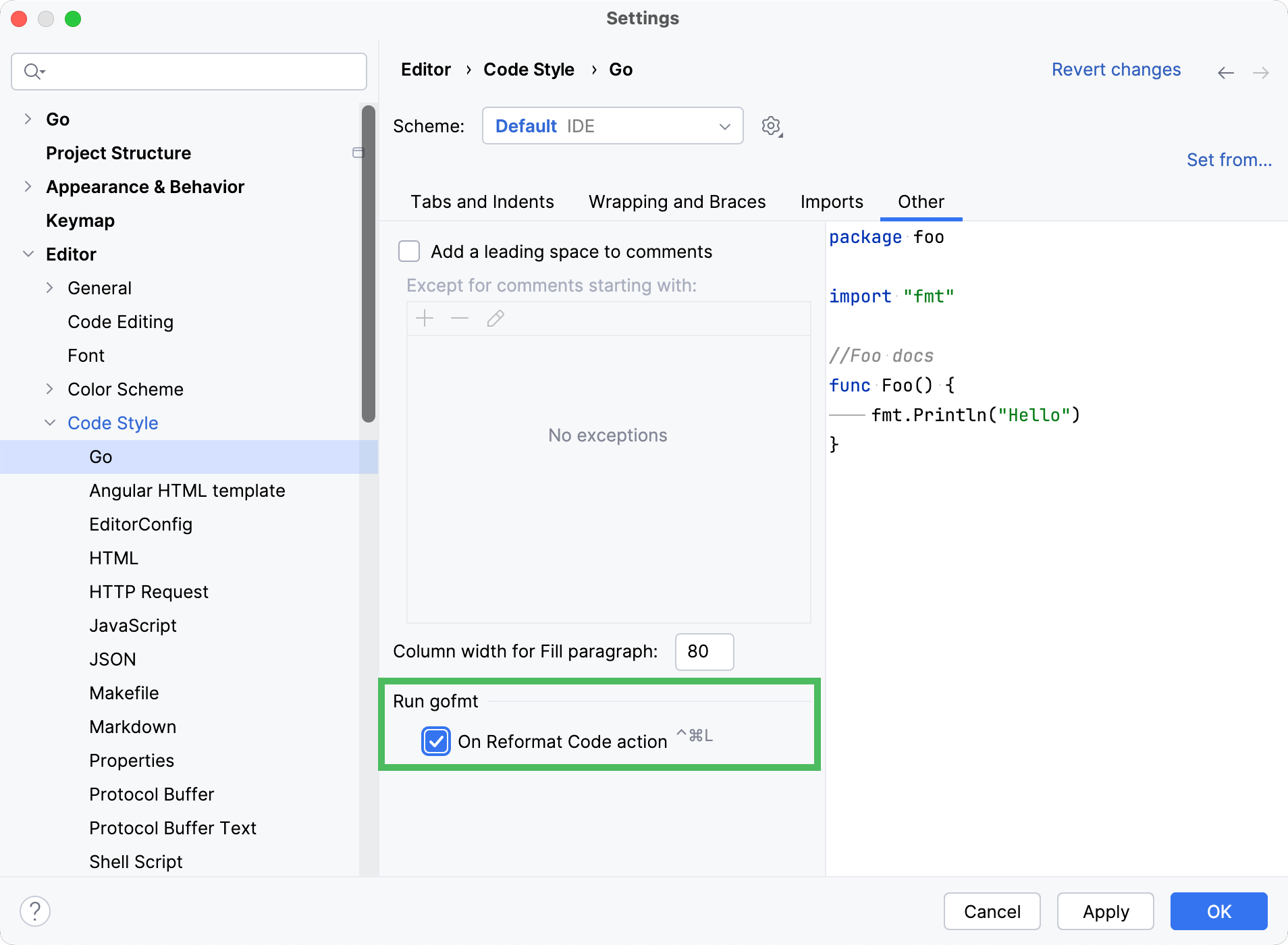 Reformat and rearrange code | GoLand Documentation