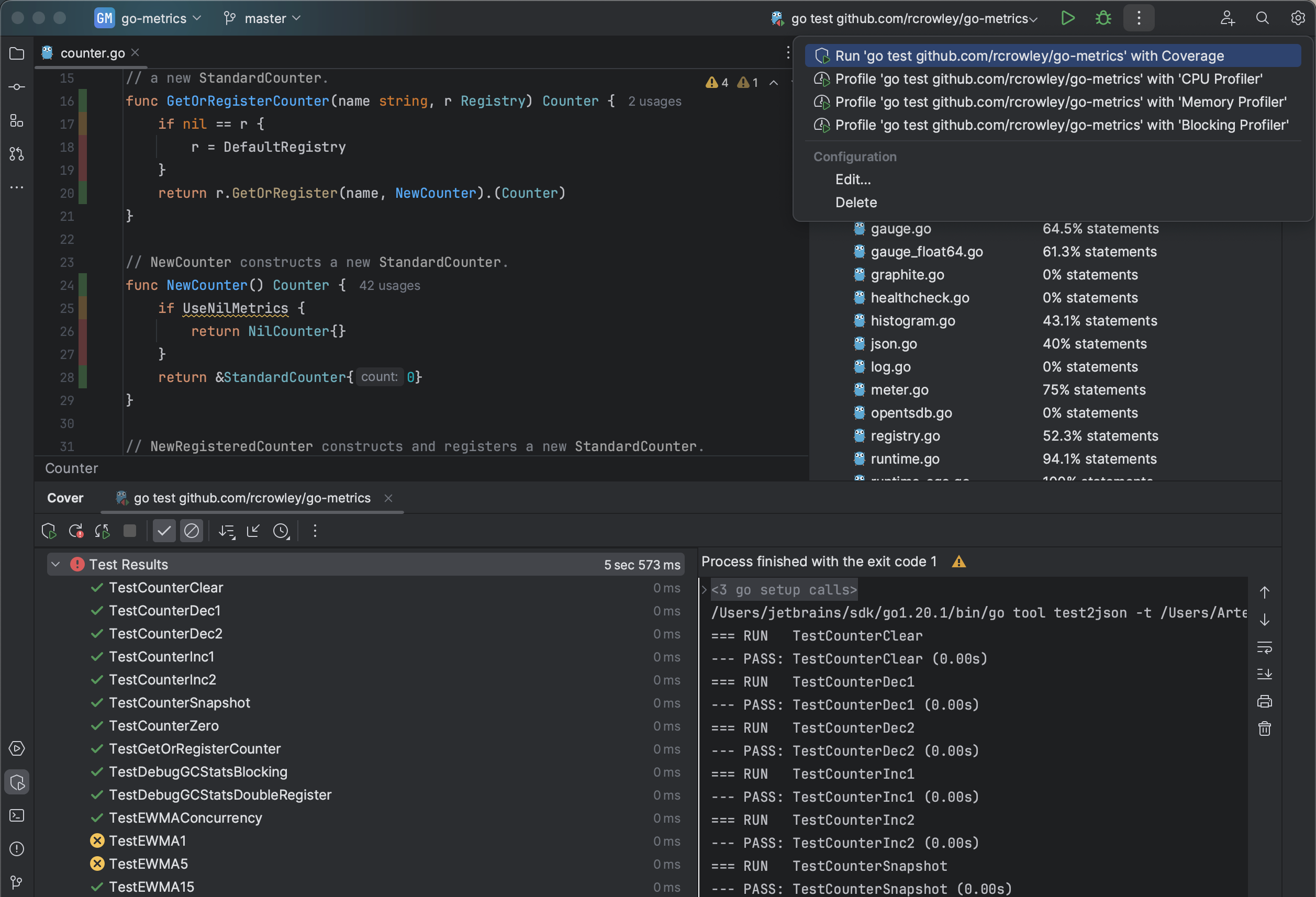 Running with coverage | GoLand Documentation