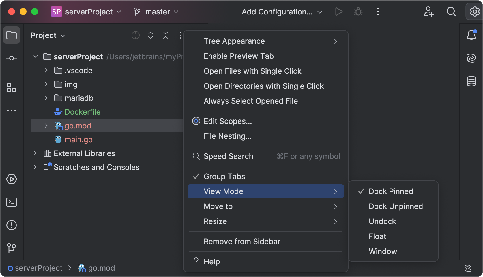 Arrange tool windows | GoLand Documentation