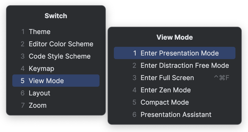 IDE viewing modes | CLion Documentation