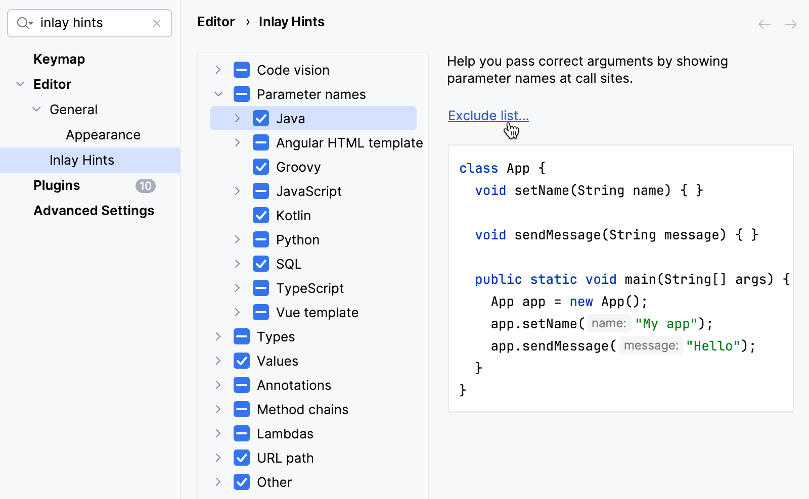 Inlay hints | IntelliJ IDEA Documentation