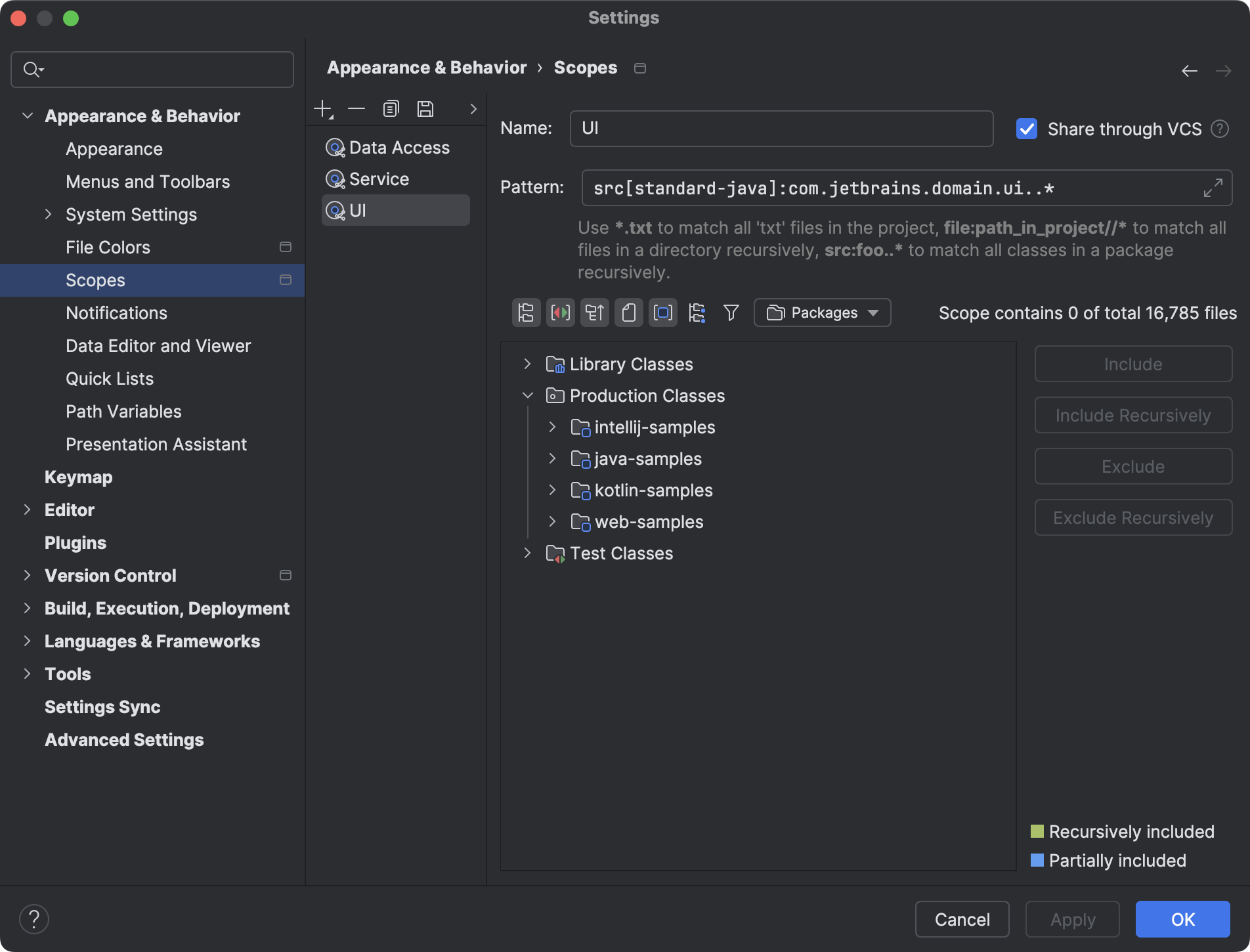 Scopes | IntelliJ IDEA Documentation