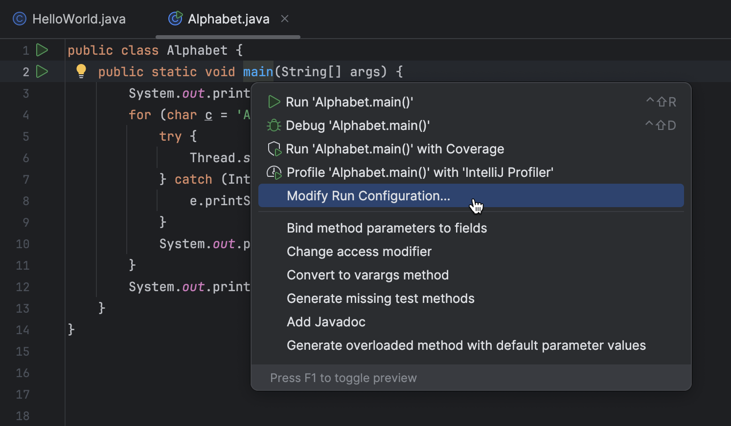 Run/debug configurations | IntelliJ IDEA Documentation