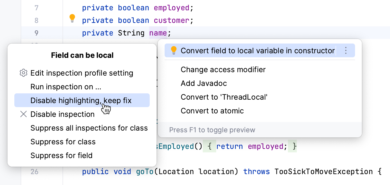 Disable and suppress inspections | IntelliJ IDEA Documentation