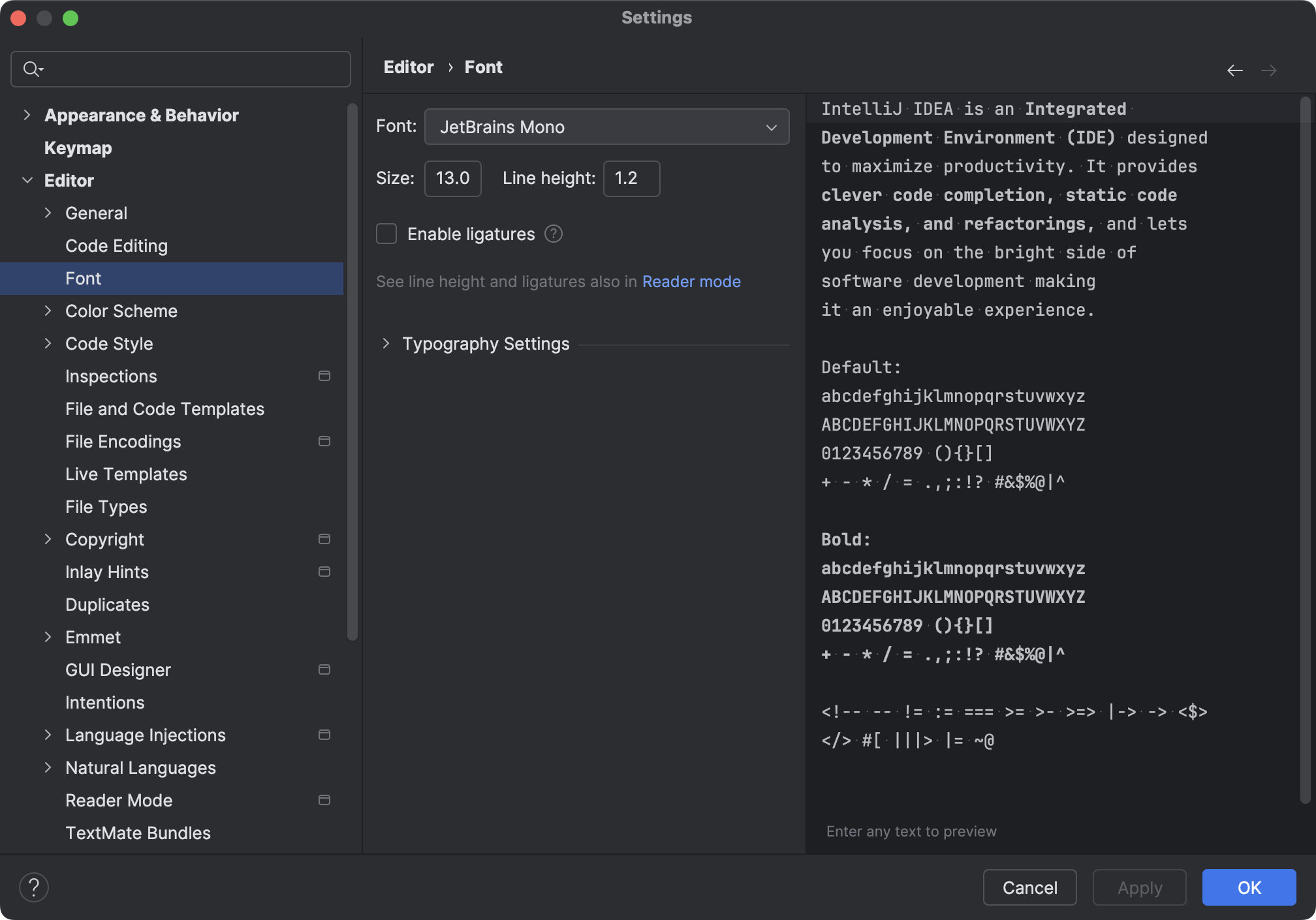 Font settings | IntelliJ IDEA Documentation