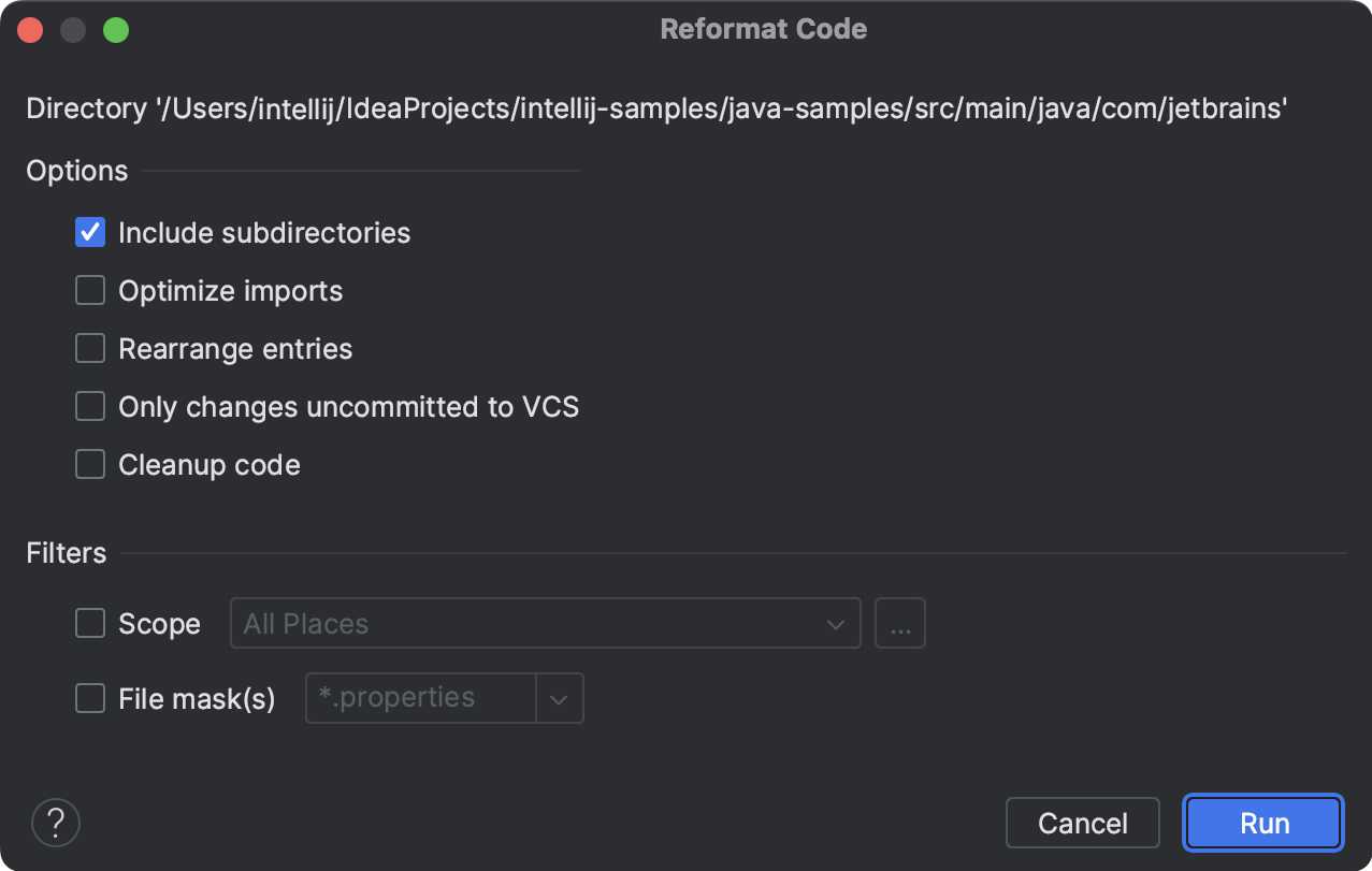 Reformat code | IntelliJ IDEA Documentation