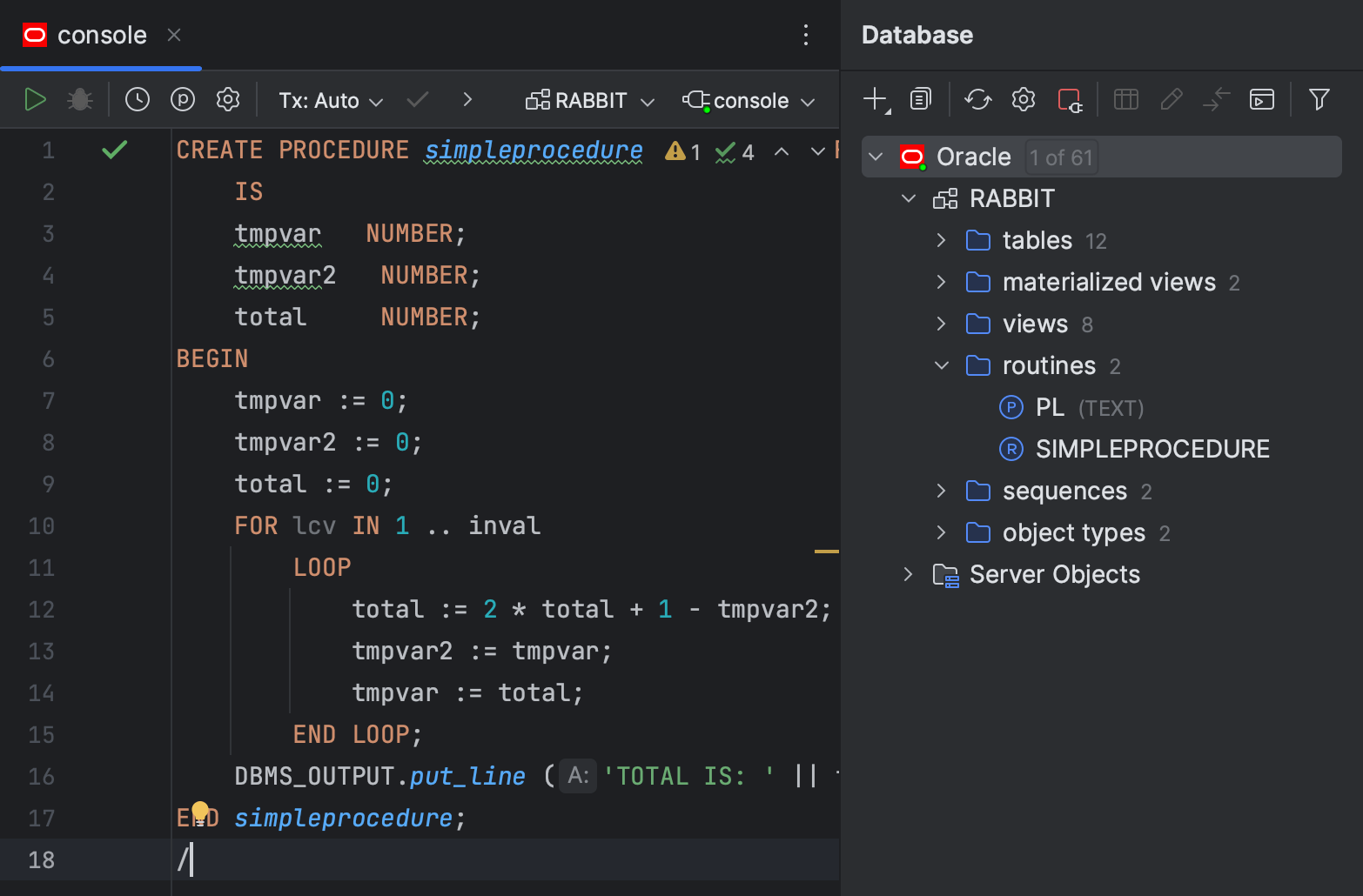 Debug Oracle PL/SQL code | PyCharm Documentation