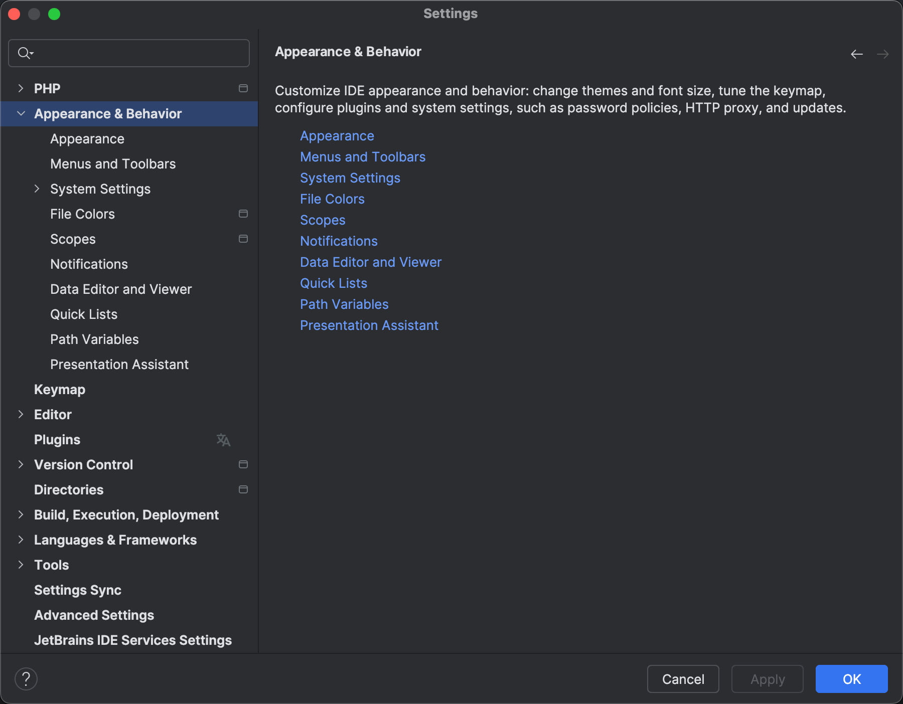 Appearance | PhpStorm Documentation
