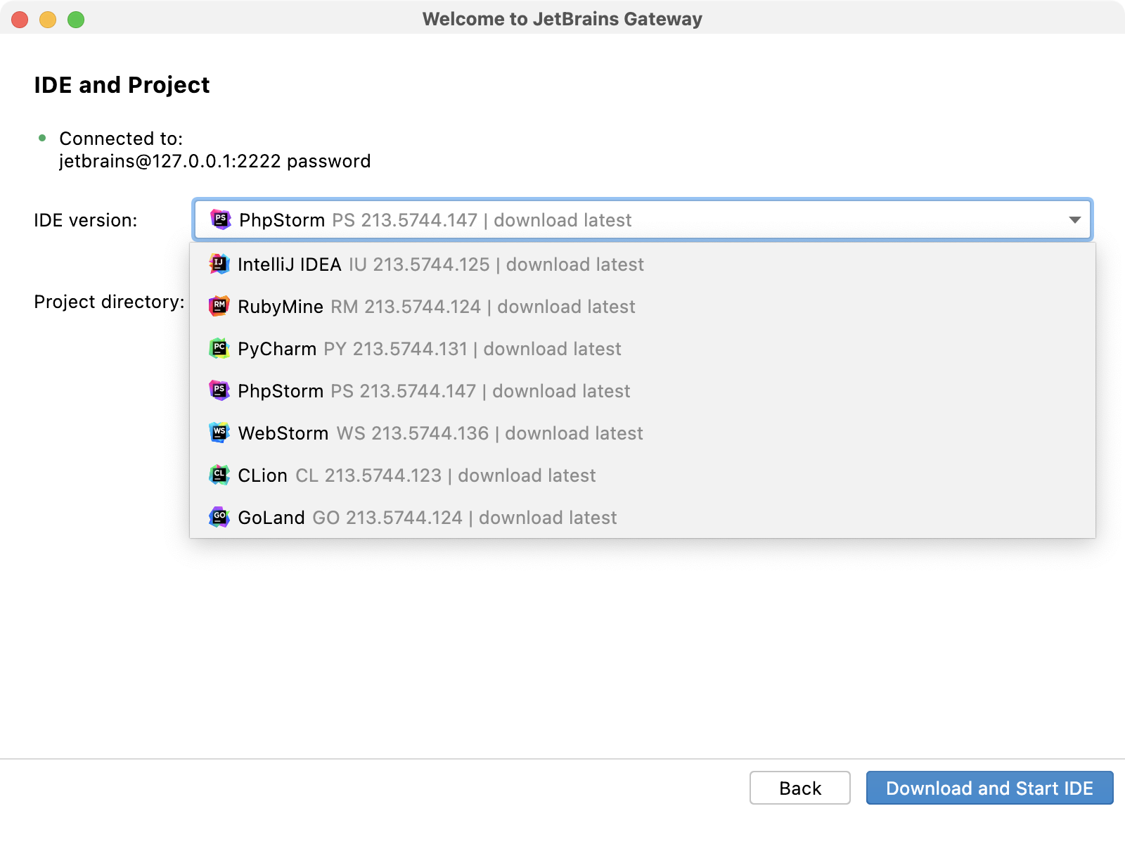 Connect and work with JetBrains Gateway | PhpStorm Documentation