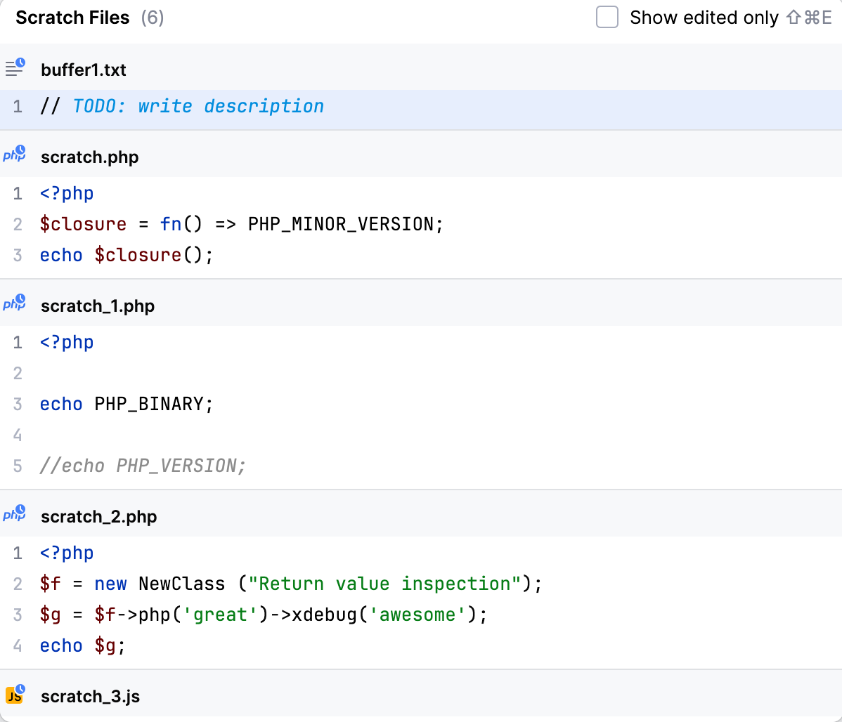 Scratch files | PhpStorm Documentation