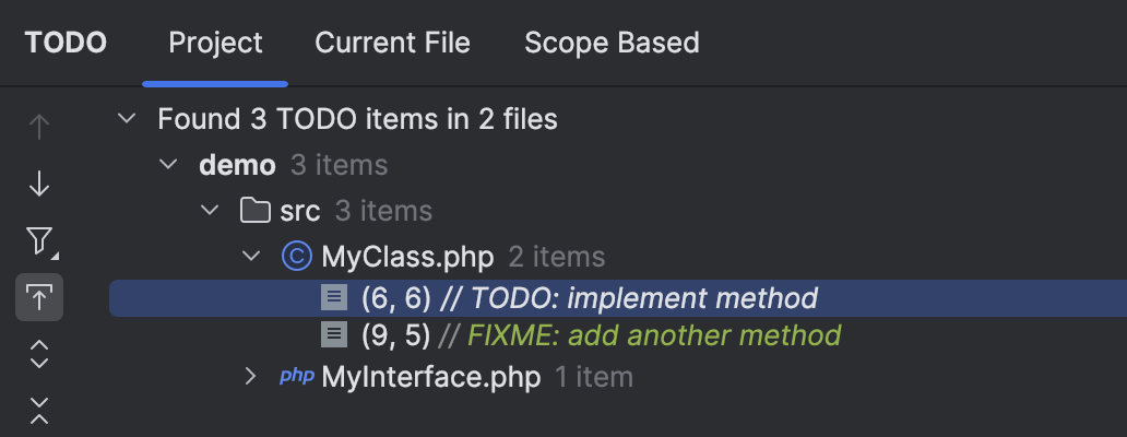 TODO comments | PhpStorm Documentation