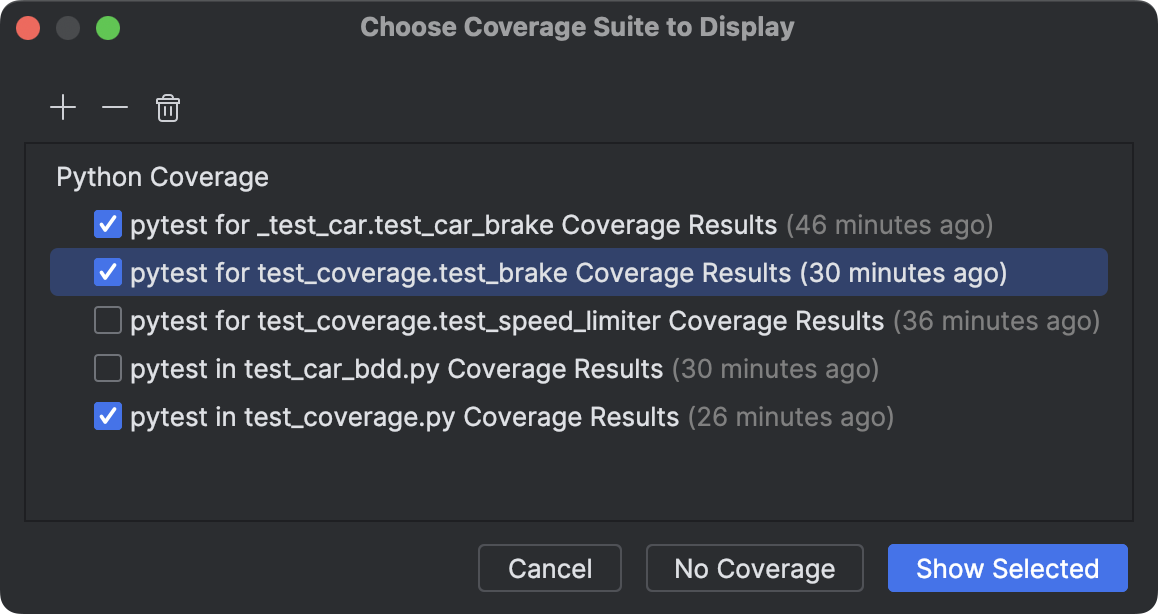 Managing code coverage suites | PyCharm Documentation