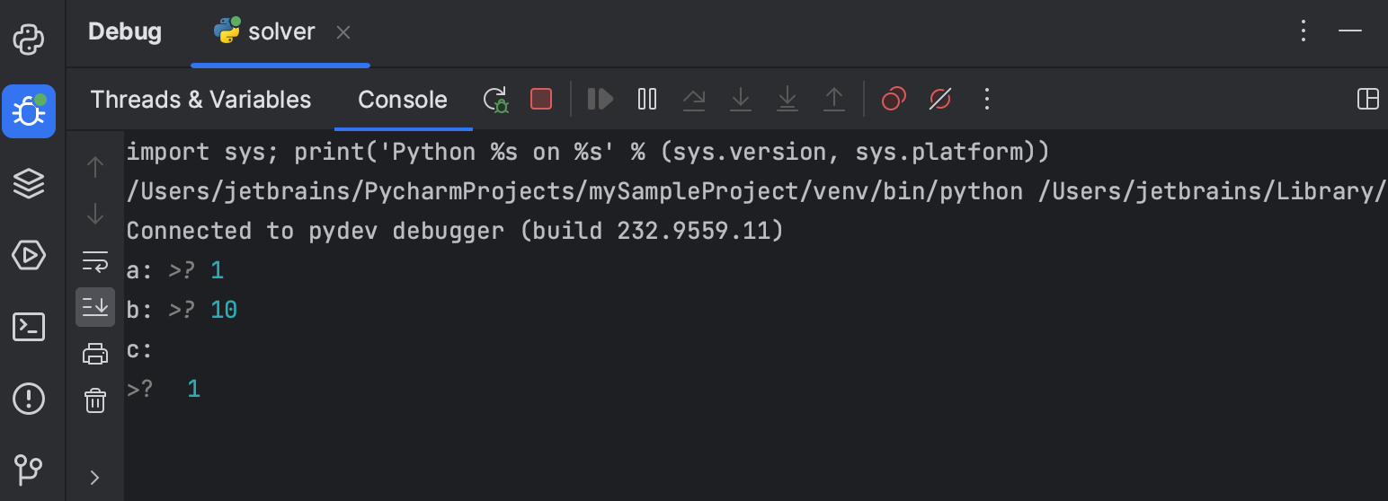 Part 1. Debugging Python Code | PyCharm Documentation