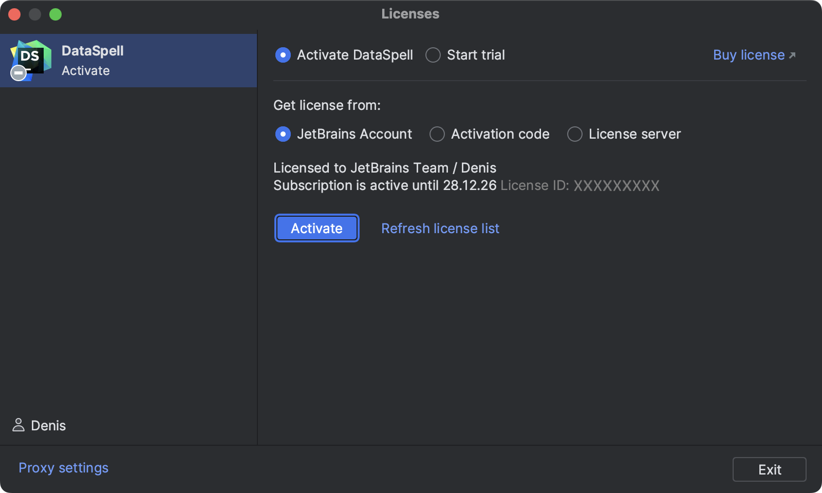 Register DataSpell | DataSpell Documentation