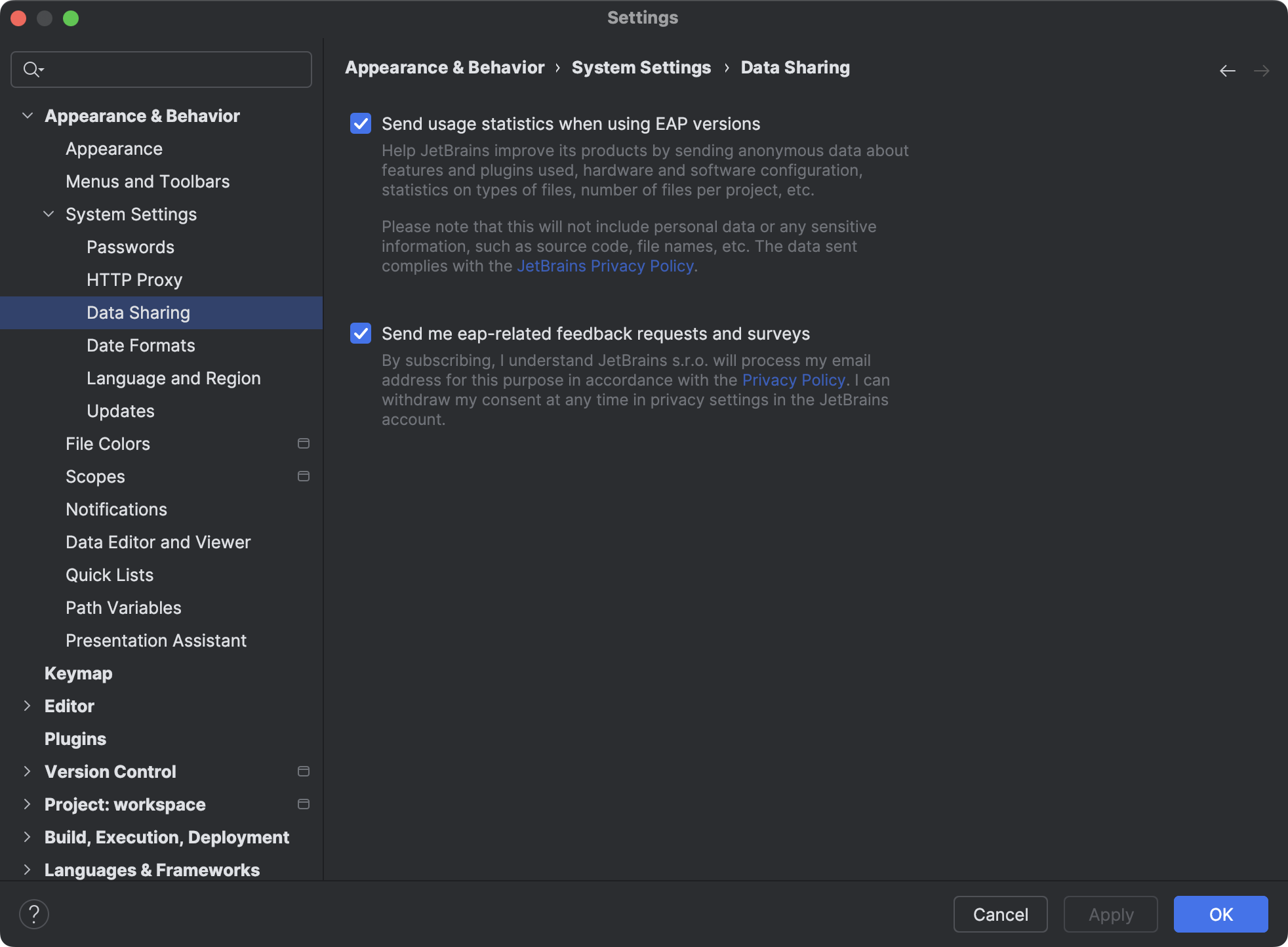 Data Sharing | DataSpell Documentation