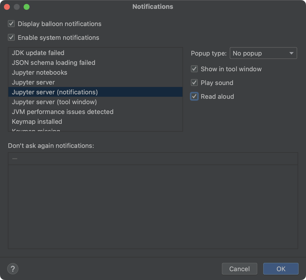 Notifications | DataSpell Documentation