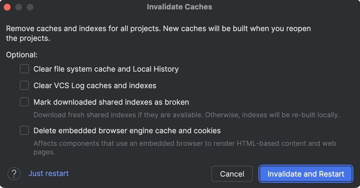 Cleaning system cache | PyCharm Documentation