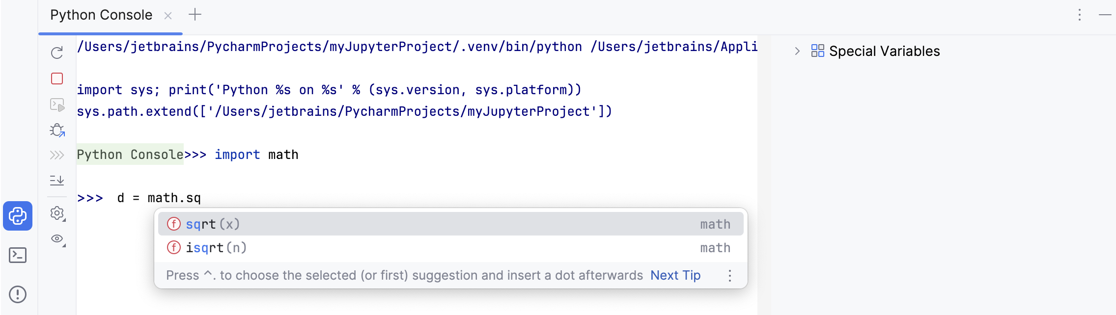Python console | PyCharm Documentation