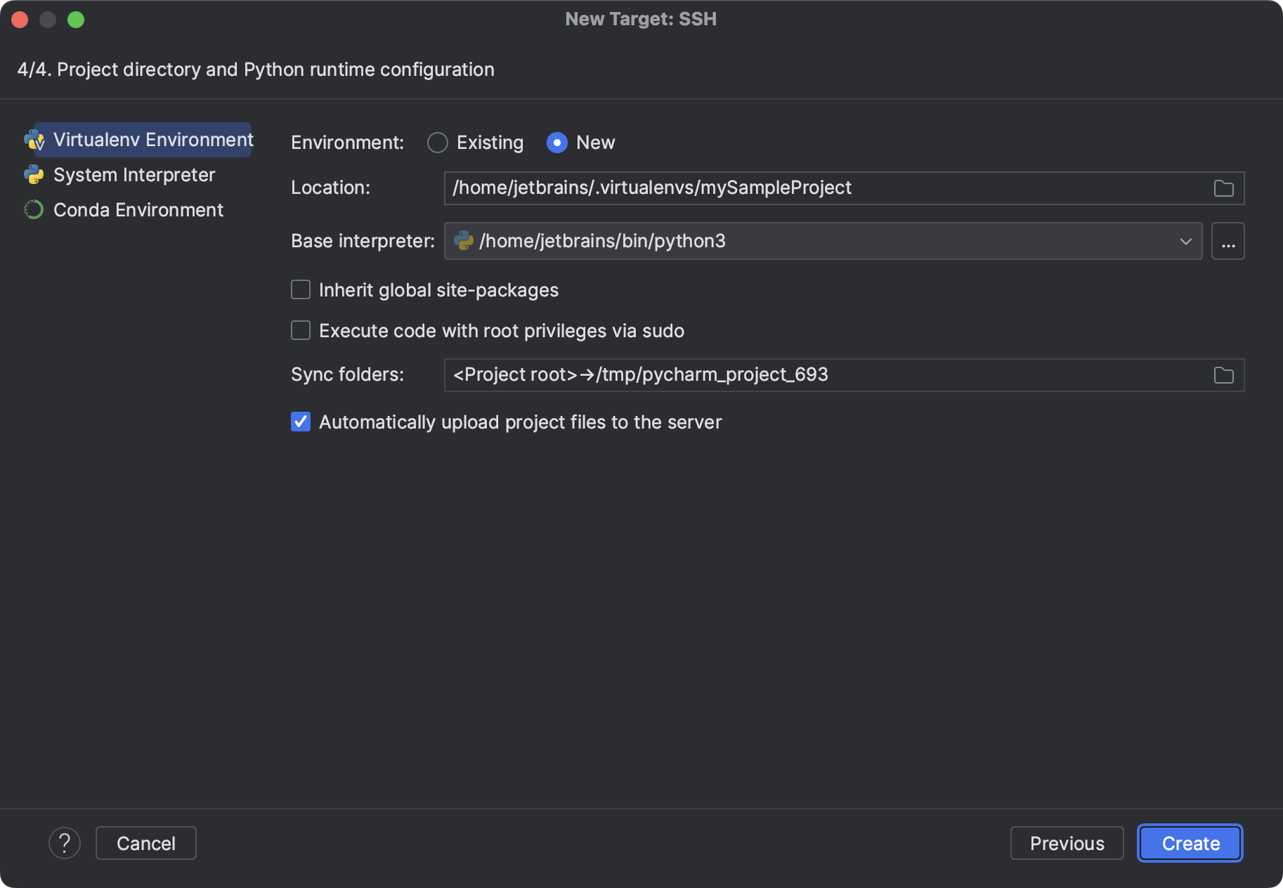 Configure an interpreter using SSH | PyCharm Documentation