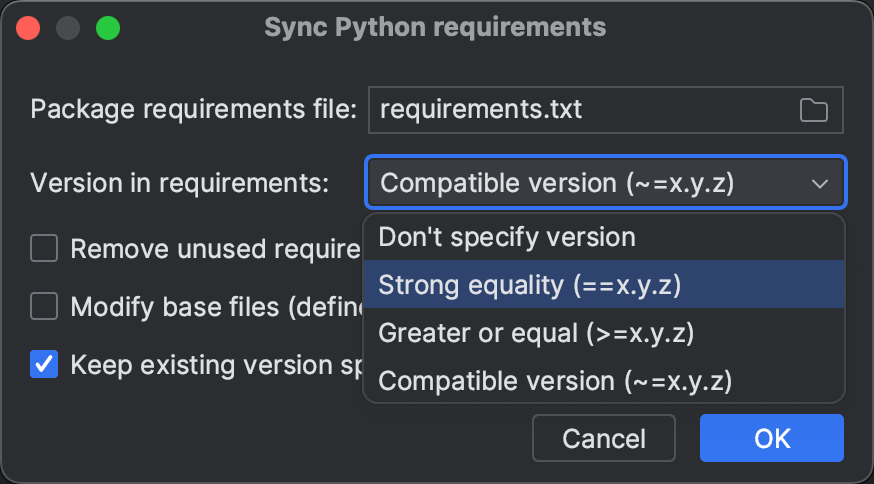 Use requirements.txt | PyCharm Documentation