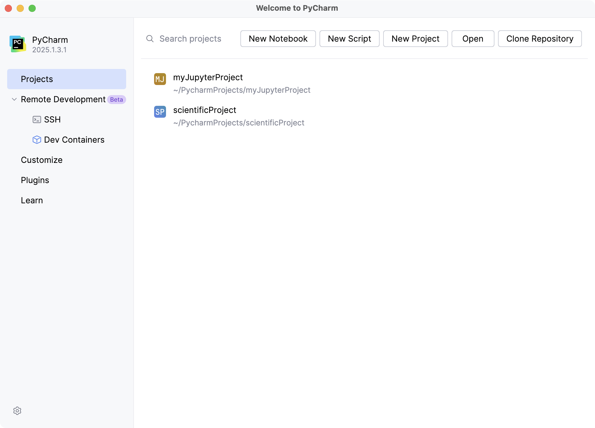 Welcome screen | PyCharm Documentation