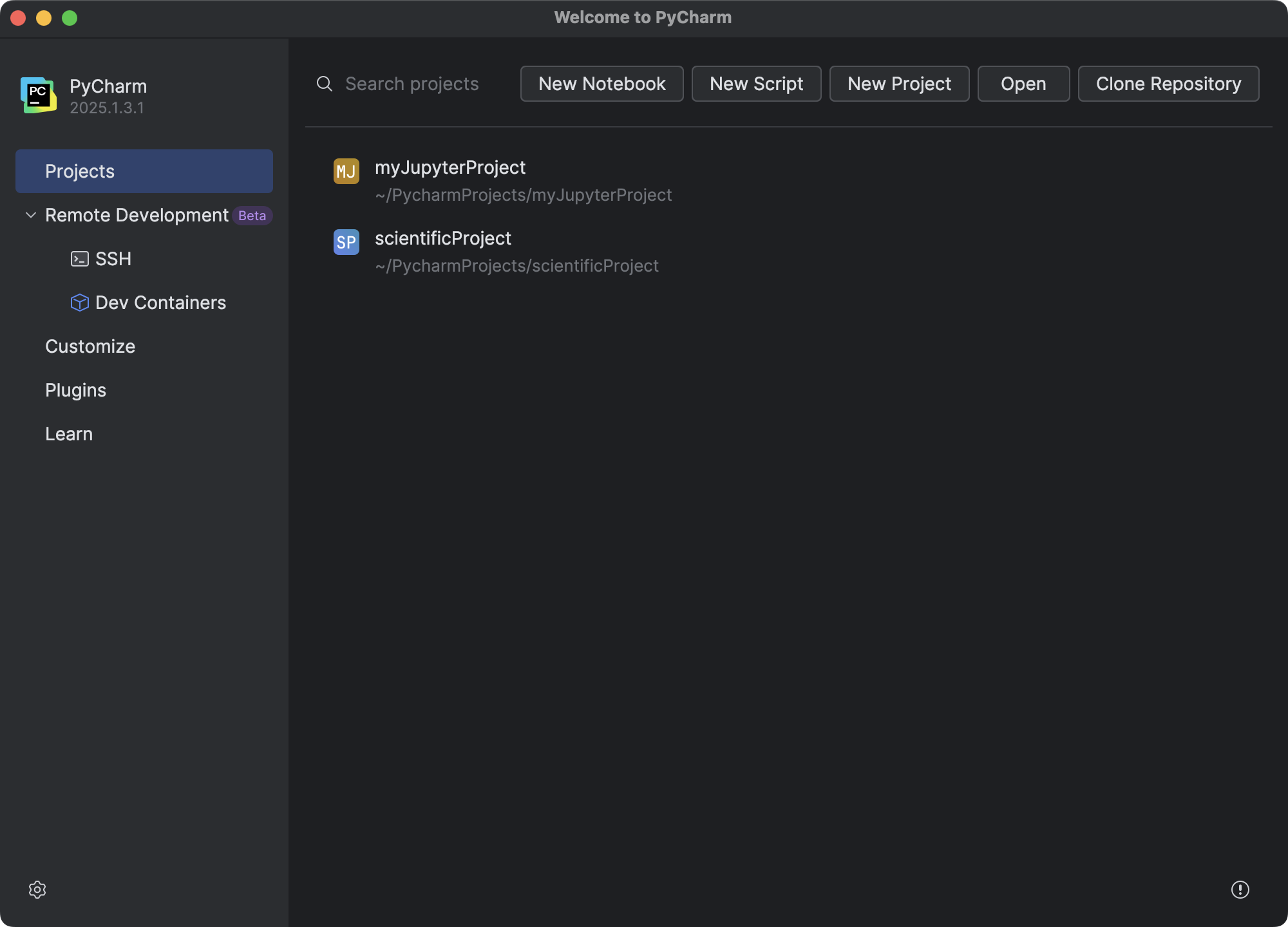 Welcome screen | PyCharm Documentation