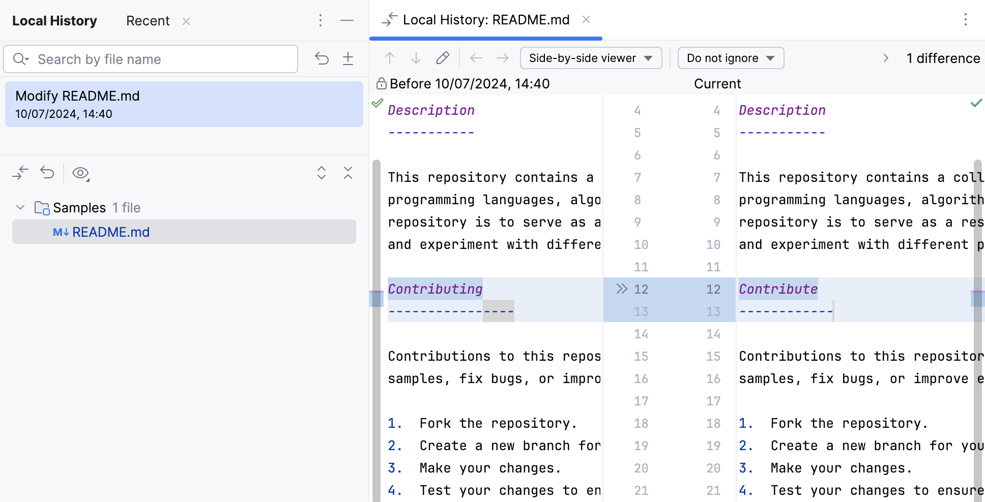 Recent files and changes | IntelliJ IDEA Documentation
