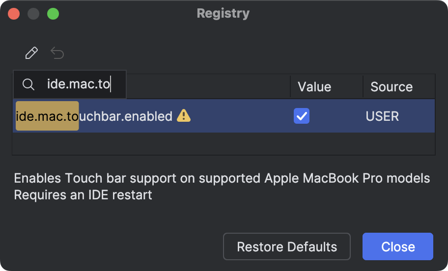 Touch bar support | PyCharm Documentation