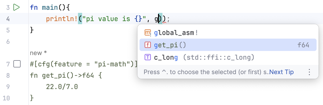 Support for conditional compilation | RustRover Documentation