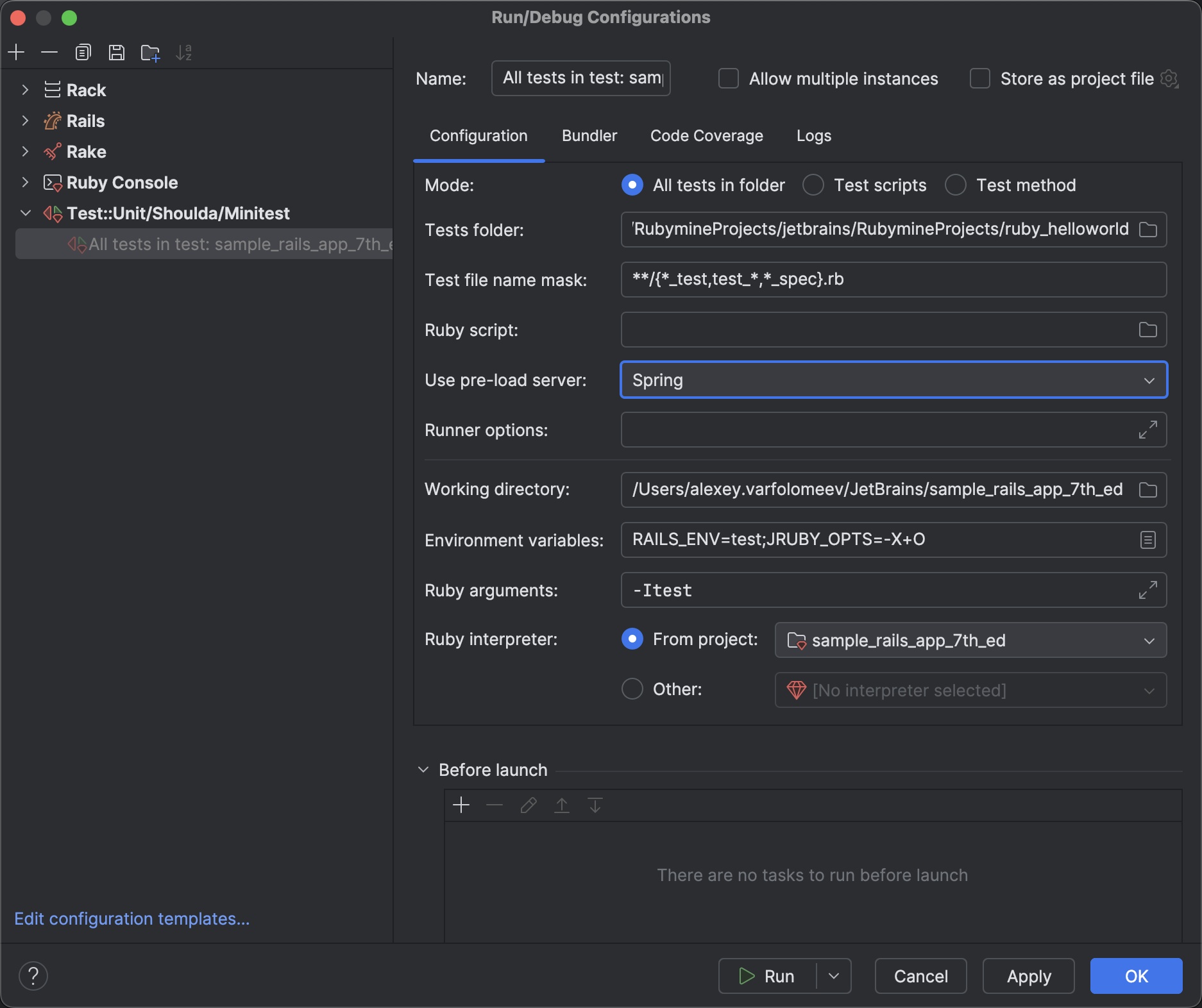 Rails/Spring support | RubyMine Documentation