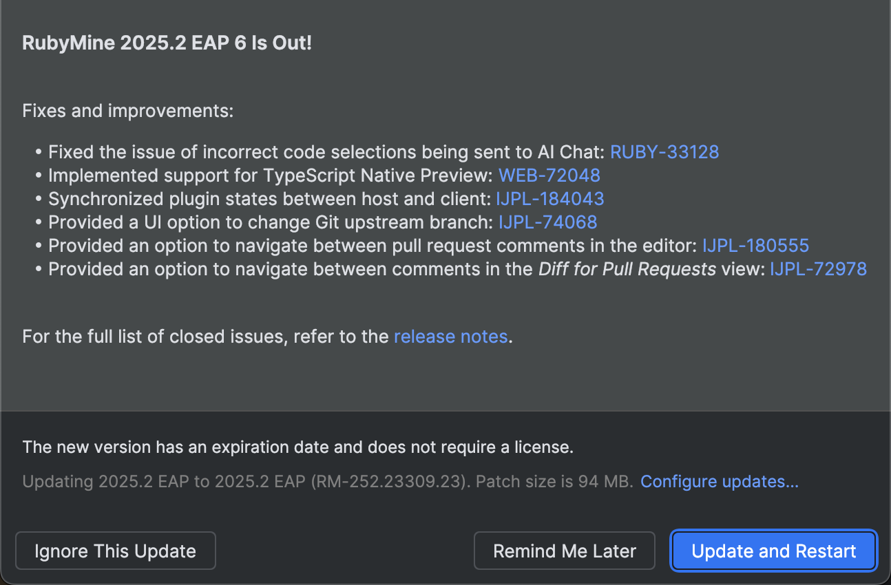Update RubyMine | RubyMine Documentation